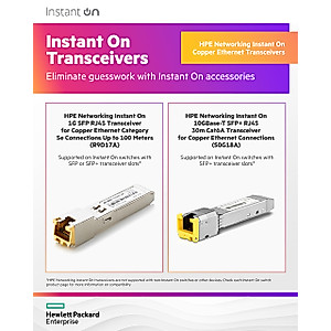HPE Networking Instant On 1G SFP RJ45 Transceiver for Copper Ethernet Category 5e Connections Up to 100 Meters (R9D17A)