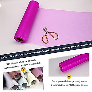 Fuchsia Organza Tulle Fabric Rolls, Crystal Organza 12" by 50 Yards (150 ft) Sheer Nylon Silky Shiny Netting Spool Bolt for DIY Craft Table Runner Wedding Baby Shower Party Decor (Fuchsia)