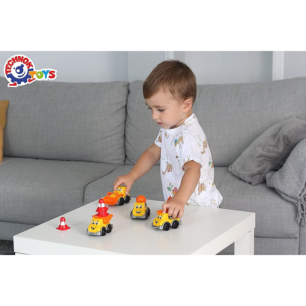 TECHNOK Assorted Construction Truck Toys - Kids Construction Toys Playset - Dump Truck, Tractor Toy, Crane Truck, Cement Truck - Car Toys for Boys - 5 Pack Toy Vehicles - Truck Toys for Kids Toddlers