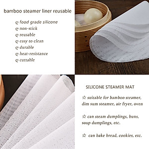 Inchant 5pcs Round Silicone Steamer Mats Non-stick Silicone Dumplings Buns Baking Pastry Dim Sum Mat for Bamboo Steamer