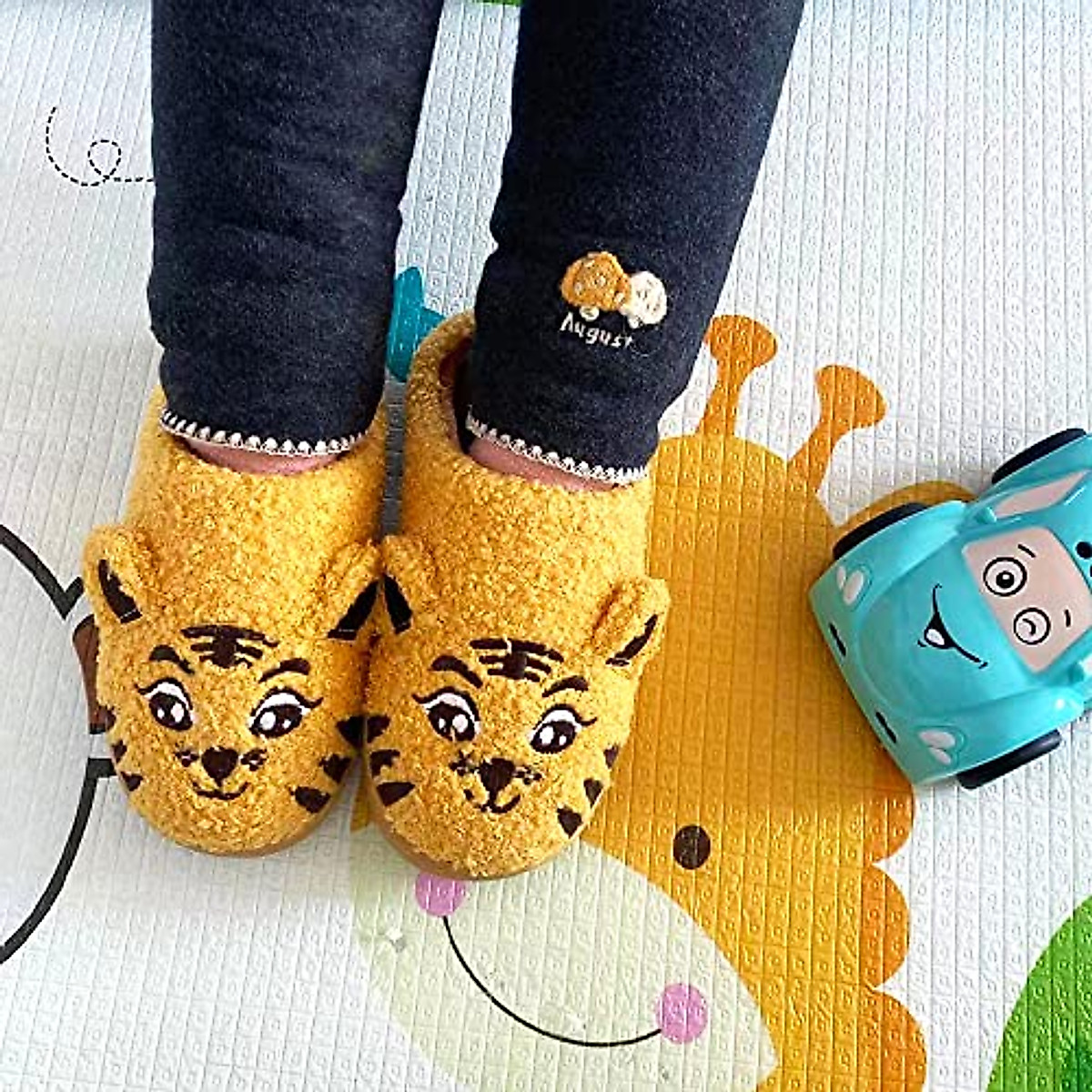 Fengwill Kids Boys Girls Animal Slippers Tiger Clog Slipper Anti-Slip Indoor Home Shoes (10-11 Little Kid, Yellow, numeric_10)