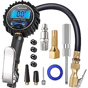 AstroAI Digital Tire Pressure Gauge with Inflator(3-250 PSI for 0.1 Display Resolution), Heavy Duty Air Chuck and Compressor Accessories with Rubber Hose and Quick Connect Coupler Car Accessories.