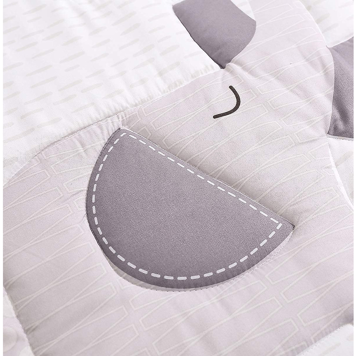 HUPO 6 PC Elephant Crib Bedding Sets for Baby Boys,Grey/White Crib Set with Crib Skirt/Quilt/Crib Sheet/3 Wall Stickers