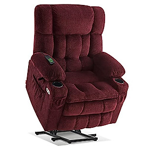 MCombo Dual Motor Power Lift Recliner Chair with Massage and Heat for Elderly People, Infinite Position, USB Ports, Cup Holders, Extended Footrest, Fabric 7890