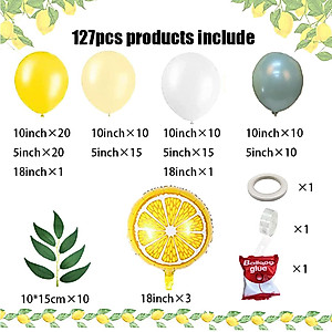 Lemon Baby Shower Decorations Lemonade party main squeeze bridal shower decorations Summer Fruit Party Supplies White Pastel Yellow Balloon Garland Kit