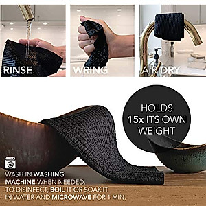 SCANDISH Black Swedish Dishcloths for Kitchen - Set of 3 Swedish Dish Cloths | Swedish Dish Towels Made in Sweden | Reusable, Compostable Black Dishcloths for Kitchen