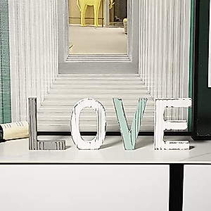 MyGift Decorative Wooden Freestanding Love Cut Out Letters Sign for Wedding Decor, Distressed Multi Colored Wood Word Sign for Dorm Decoration, Anniversary, Valentine's Day