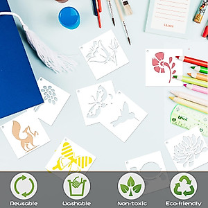 100 Pieces Stencil for Painting,3 Inch Flower Stencils DIY Craft Animal Reusable Template Paint Stencils for Painting on Wood, Crafts, Wall Home Decor