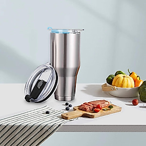 30oz Tumbler Cups Replacement Lids Compatible with YETI Rambler and More, Spill Proof Covers, Straw Friendly (Double Hole), 4 Count (Pack of 1)