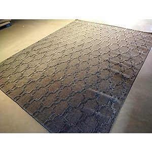 8' x 10' Gray Contemporary Rug Raised Wool and Silk Pile Handmade India #F-5659