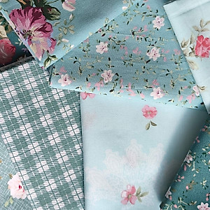 Misscrafts 8pcs Cotton Craft Fabric Bundle 18" x 22" Pre-Cut Quilt Squares Fat Quarters Quilting Fabric for Sewing Crafting Patchwork DIY Scrapbooking Green Rose