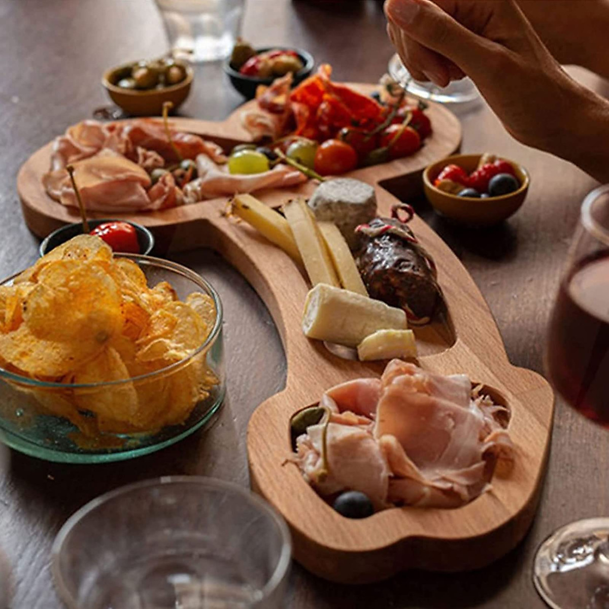 Wooden Unique Funny Aperitif Board,Cheese Board, Charcuterie Boards, Platters for Serving Food, Gifts for Women, House Warming Presents, Charcuterie Accessories, 9.6x4.9in, BPA Free(Left)