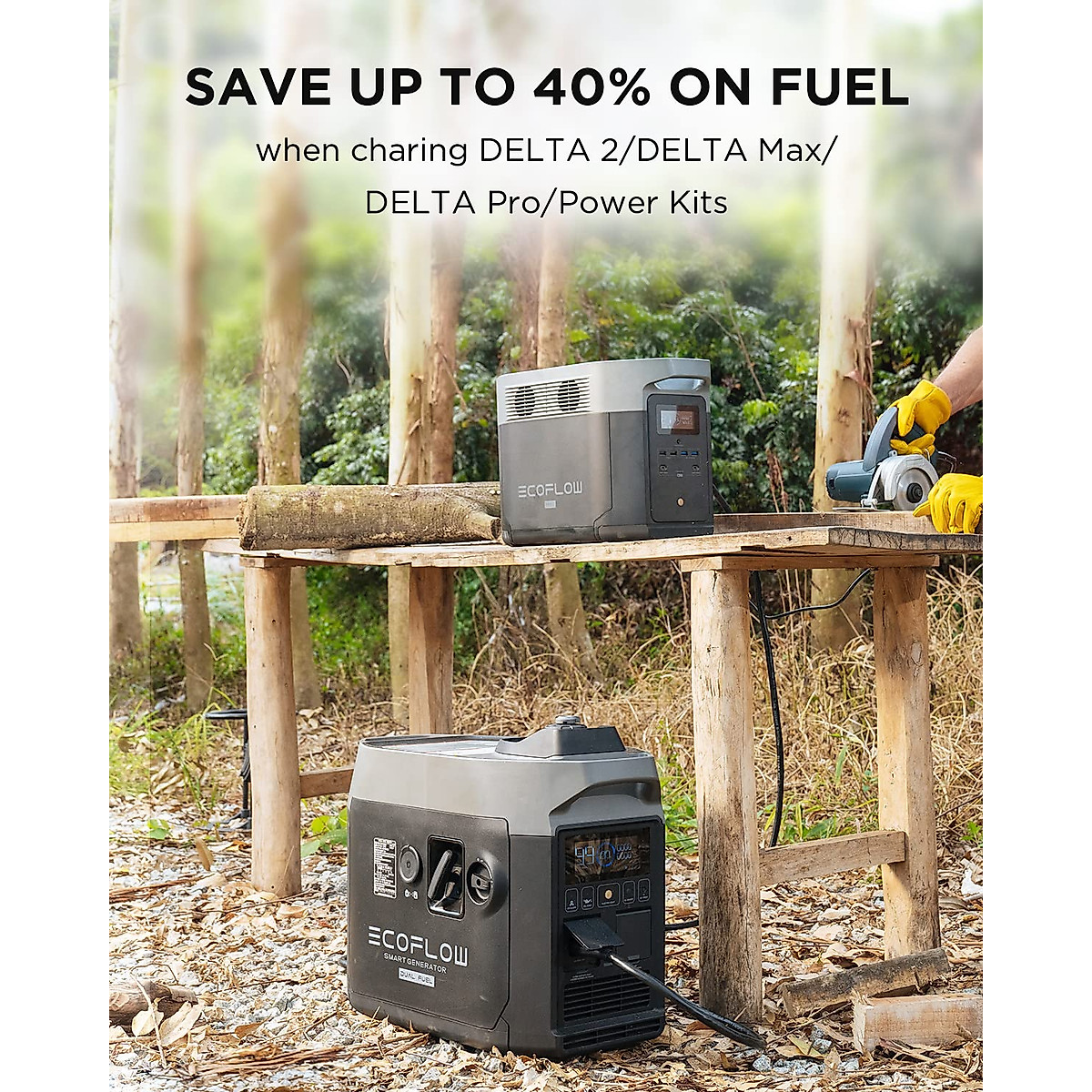 EF ECOFLOW 1800W Dual Fuel Smart Generator with Both LPG and Gas Powered Support, Smart Control, for Home Battery Backup, Emergency, Applicable for DELTA Pro/DELTA Max/DELTA 2/DELTA 2 Max