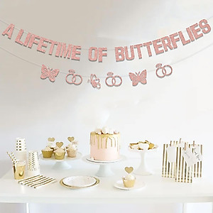 Rose Gold Glitter Butterfly Themed Bridal Shower Party Decorations, A Lifetime Of Butterflies Banner, Butterflies Bachelorette Decoration, Butterfly Theme Engagement Wedding Bachelorette Party Supplies