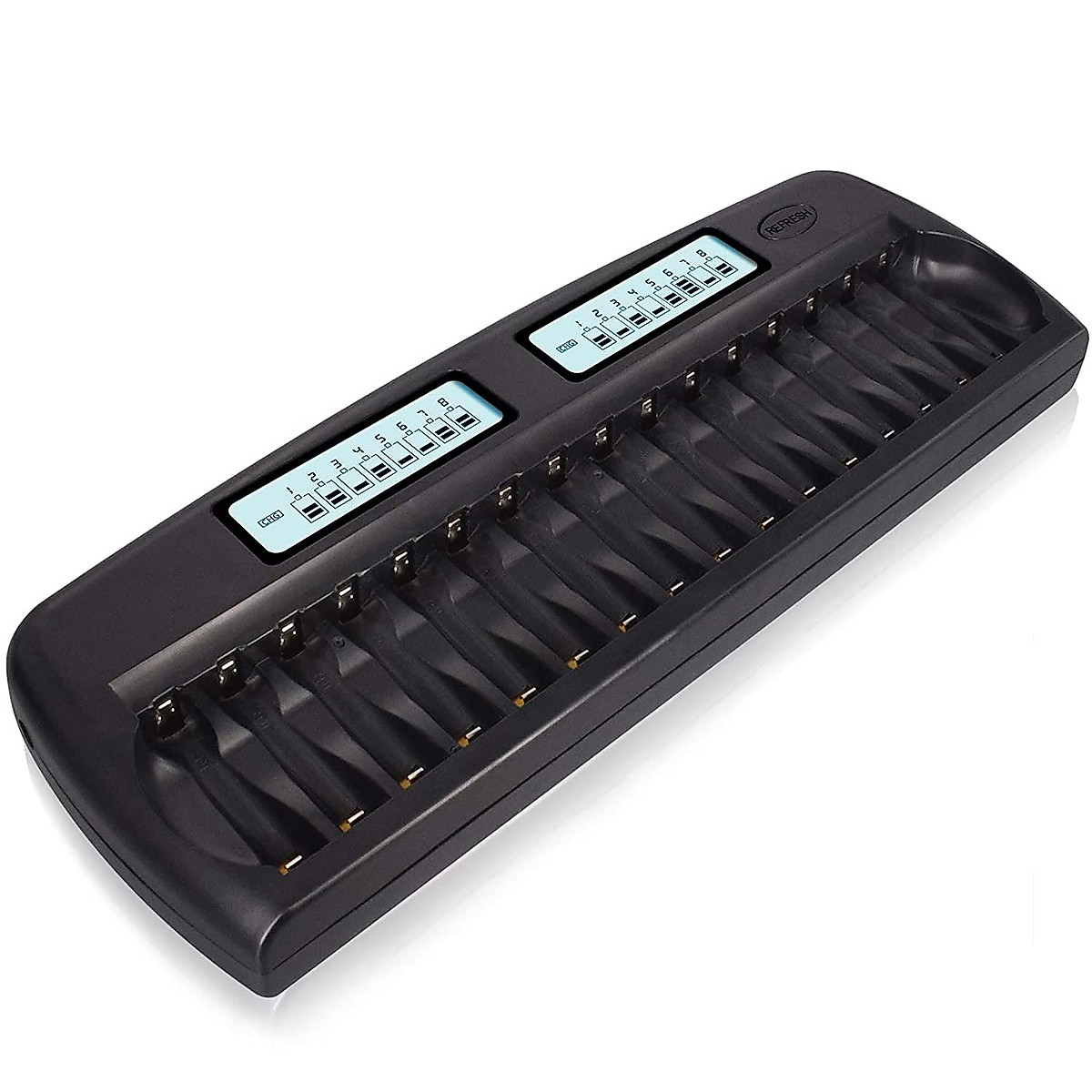 Tenberly 16 Bay Smart LCD Battery Charger for AA AAA 1.2V NIMH NICD Rechargeable Battery with AC Wall Adapter