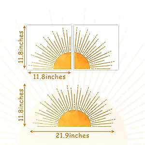 Half Sun Wall Decal Large Wall Decal Sunshine Wall Stickers Vinyl Wall Decals Nursery Wall Sticker Peel and Stick for Kids Playroom Bedroom Living Room Wall Art Decor