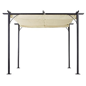 Outsunny 10' x 10' Patio Retractable Pergola Canopy, Backyard Shade Shelter for Deck, Porch Party, Garden, Grill Gazebo, Beige