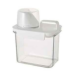 QXPDD Airtight Laundry Detergent Dispenser with Measuring Cup, Clear Laundry Powder Detergent Storage Box, Washing Powder Container Storage Bucket Detergent Box,1100ML
