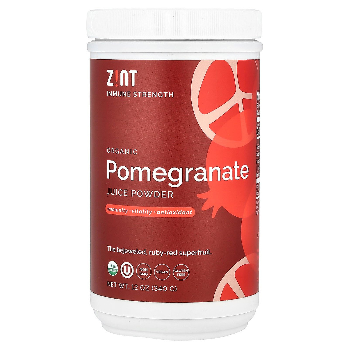 Zint Pomegranate Powder, Organic (12 oz): Antioxidant Pomegranate Juice, Pure Pomegranate Supplement, Sugar-Free, USDA Organic, Non-GMO, Vegan