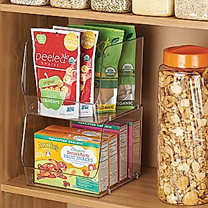 iDesign Linus Stacking Organizer Bins for Kitchen, Pantry, Office, Bathroom - Set of 2, Extra Large-Clear