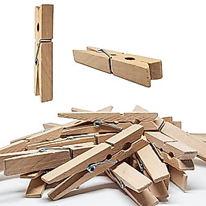 blacksheep Zenia Pegs Clothes Pins Heavy Duty Outdoor with Spring, Wooden Clothespins for Crafts and Hanging Clothes on Clothesline Laundry, 2.8 inch, Pack of 50, Brown, 00-02