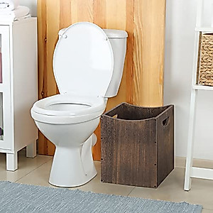 Office Trash Cans Garbage Can 5.3 Gallon Bathroom Trash Can, 2 Packs Large Desk Wooden Trash Can for Kitchen for Near Desk, Bedroom, and Bathroom, Dark Brown Assembly Required