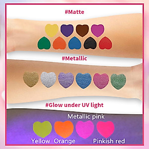 SUSIKEKI Temporary Tattoo Markers for Skin, 15 Colors Tattoo Pen + 50 Paint Stencils + 43 Tattoos Stickers, Glitter & Matte & Neon Glow Body Marker Set, Removable Fake Tattoos Kit for Teens and Adult