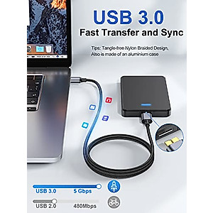 USB Micro B External Hard Drive Cable 1.5FT, Micro B USB 3.0 Cable USB A to Micro B Cord Compatible with Samsung Galaxy S5/Note 3, Seagate Hard Drive, Camera