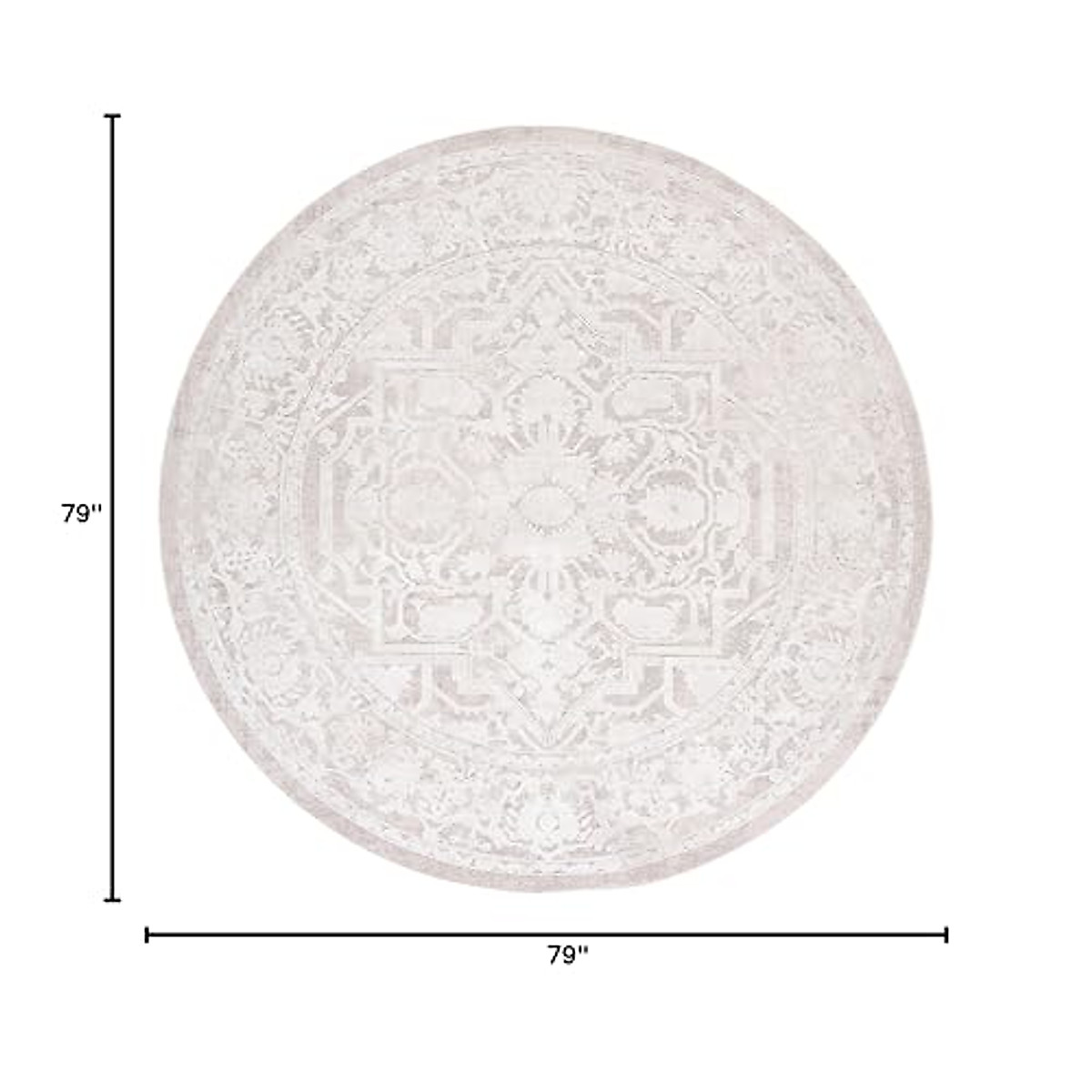 SAFAVIEH Reflection Collection Area Rug - 6'7" Round, Beige & Cream, Vintage Distressed Design, Non-Shedding & Easy Care, Ideal for High Traffic Areas in Living Room, Bedroom (RFT665A)