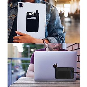 Afterplug 2-Pocket Pouch for Laptop with Reusable Adhesive, for Portable External SSD SanDisk, Samsung T7, Crucial X8, Apple Magic Mouse, Ledger Nano, USB Cable - Black