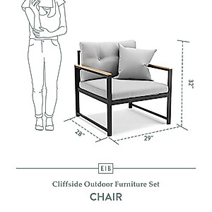 Edenbrook Cliffside Metal Patio Furniture - Mix and Match Chair Outdoor Furniture Pieces, Metal Chair with Cushions