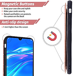 Asuwish Phone Case for Huawei Y7 2019/Y7 Prime 2019/7Y Pro Wallet Cover with Screen Protector and Card Holder Stand Bling Glitter Leather Cell Accessories Hawaii Enjoy 9 Dub-LX3 Women Girls Rose Gold