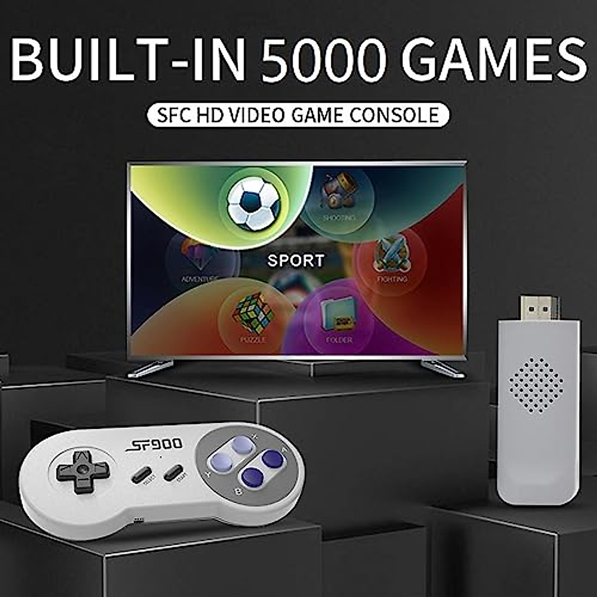 AKARSOLY Retro Game Console,4K HDMI Video Game System Built in 5000 Classic Games,Dual Game Controllers Wireless and Plug and Play Video Game Console.