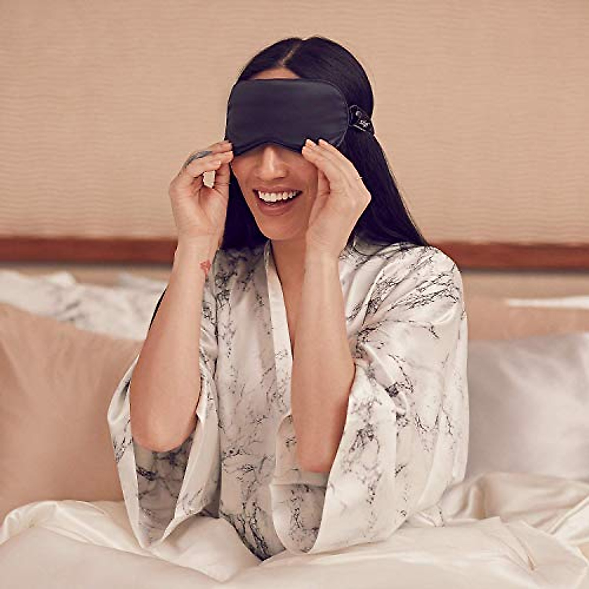 Slip Silk Sleep Mask, Black (One Size) - 100% Pure Mulberry 22 Momme Silk Eye Mask - Comfortable Sleeping Mask with Elastic Band + Pure Silk Filler and Internal Liner