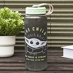 Zak Designs Star Wars The Mandalorian Durable Plastic Water Bottle - Rugged Sports Bottle with Carry Strap and Wide Chug Opening Includes Reusable Straw (36 oz, Grogu/Baby Yoda/The Child)