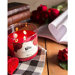 True Rose Highly Scented Natural 3 Wick Candle, Essential Fragrance Oils, 100% Soy, Phthalate & Paraben Free, Clean Burning, 14.5 Oz.