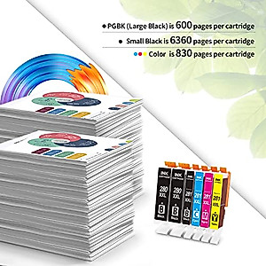 Remandom for PGI-280XXL CLI-281XXL Ink Replacement for Canon Printer Ink 280 281 Combo for Canon Pixma TR8620 TR7520 TR8520 TST6120 TS6220 TS6320 TS9521C Printer (6-Pack)