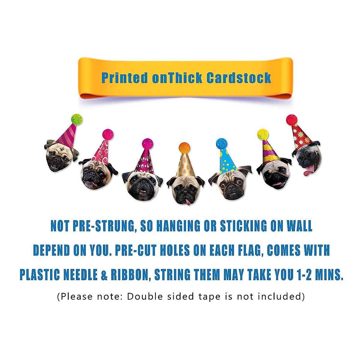 Pug Birthday Garland, Pug Dog Birthday Banner, Pug Bday Party Decoration for Pug Lovers