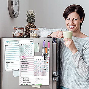 Magnetic Chore Chart, 3 Pcs Dry Erase Behavior Charts & 10 Markers, Reward Chart for Multiple Kids Teens Adults Family, Daily Responsibility Rewards Whiteboard for Fridge School Home Supplies