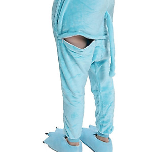 LONGTEN Adult Animal Pajamas Halloween Christmas Cosplay Costume Onesies Homewear Nightclothes Sleepwear Unisex (No Shoes) (XL (Height:178-195cm/69.8-76.8"), Blue Hippo)