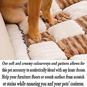 Yanolam Funnyfuzzy Cream - Funny Fuzzy Couch Cover Coloured Large Plaid Square Pet Mat Bed Couch Cover - Gardenchic Couch Cover for Floor Pet (70×210 cm / 27.6×83 in, Blue Gray)