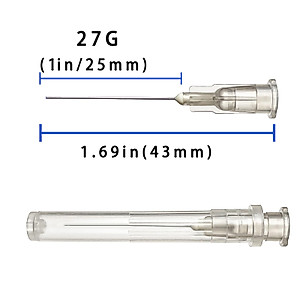 100Pack 27Ga 1 inch Needle Luer Lock Lab Dispensing Accessories for Measuring,Refilling Inks
