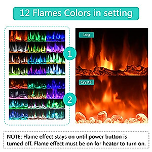 Anpuce 80 inch Ultra-Thin Electric Fireplace Recessed and Wall Mounted with Touch Screen Control Panel/Remote Control- Timer,Realistic 5 Flame - Log & Crystal Hearth Options
