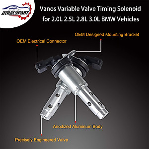11367585425 Vanos Solenoid Variable Valve Timing VVT Solenoid 2 Pcs | Compatible With BMW 325i 328i 330i 335i 525i 528i 530i 535i E60 E90 N52 N54 & More | Replaces# 11367585425, 11367516293
