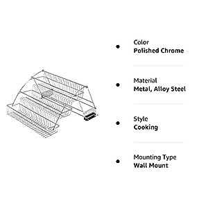 Hardware Resources 3-Tier Pull Down Spice Rack - Chrome-Finished Steel Retractable Organizer for Spice Bottles & Seasoning Jars - Easy to Install, Screws Included - Fits 15” Opening Wall Cabinet