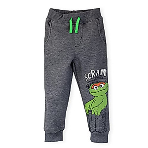 Sesame Street Elmo Cookie Monster Oscar The Grouch Toddler Boys Fleece 3 Pack Pants Blue/Gray/Red 3T