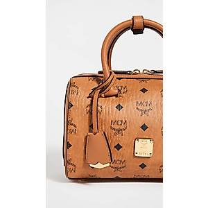 MCM Women's Essential Visetos Original Boston 23 Bag, Cognac, Brown, Tan, Print, One Size