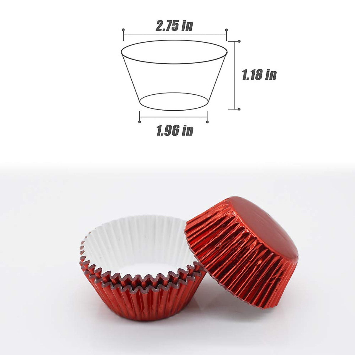 Cupcake Liners Red,GOLF Standard Size Red Foil Cupcake Liners Wrappers Metallic Baking Cups,Muffin Paper Cases, 100 Pack