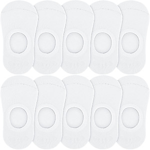 KEREDA 10 Pairs Kids No Show Socks for Girls Boys Low Cut Socks 7-9 Years White