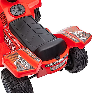 Aosom Kids ATV Four Wheeler Ride on Car, Motorized Quad, 6V Battery Powered Electric Quad with Songs for 18-36 Months, Red